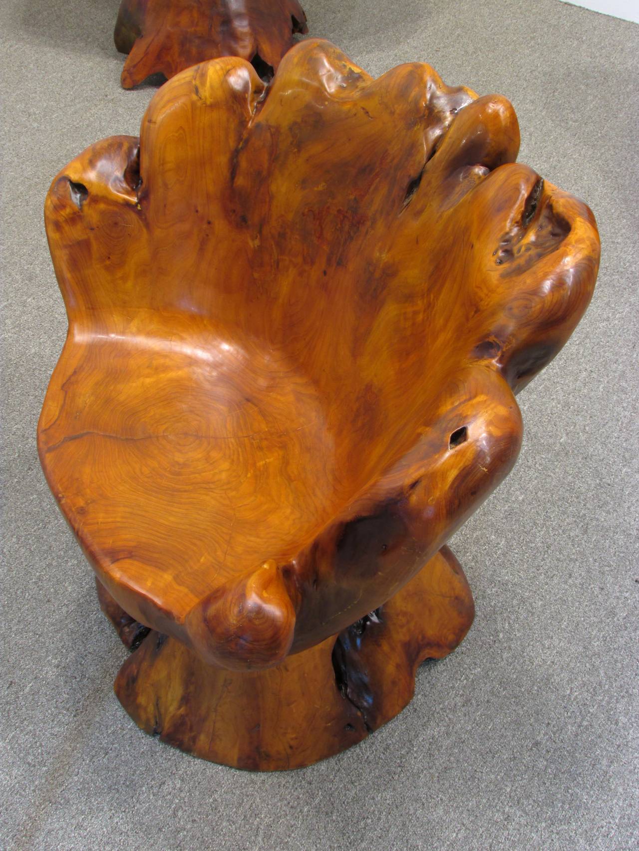 Set of Four Cedar Burl Chairs at 1stDibs