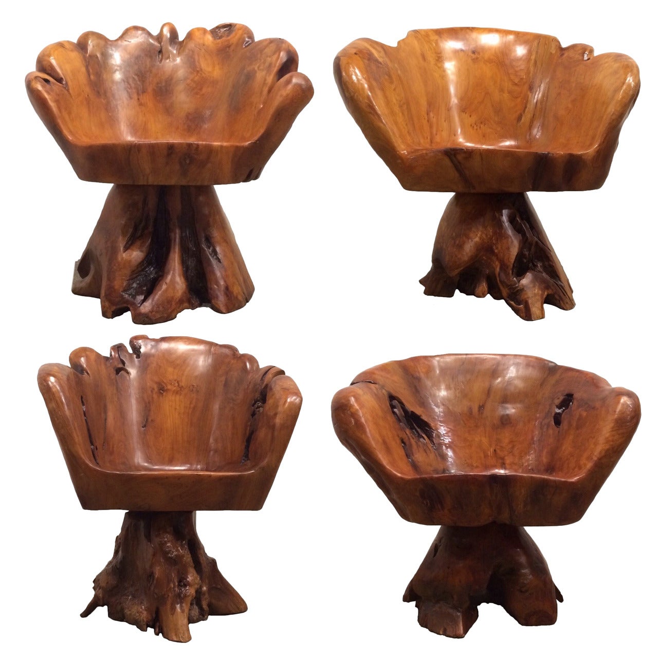 Set of Four Cedar Burl Chairs at 1stDibs