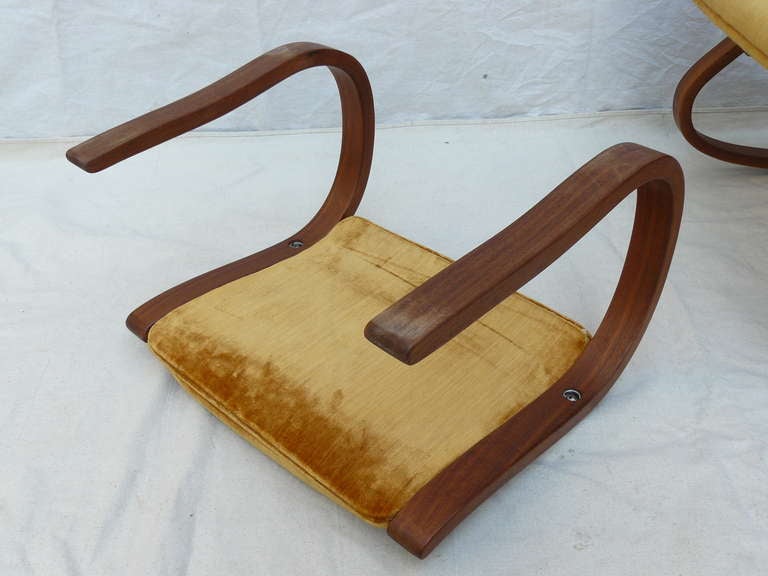 Early Rare Peter Danko Bentwood Rocking Chair and Ottoman at 1stDibs