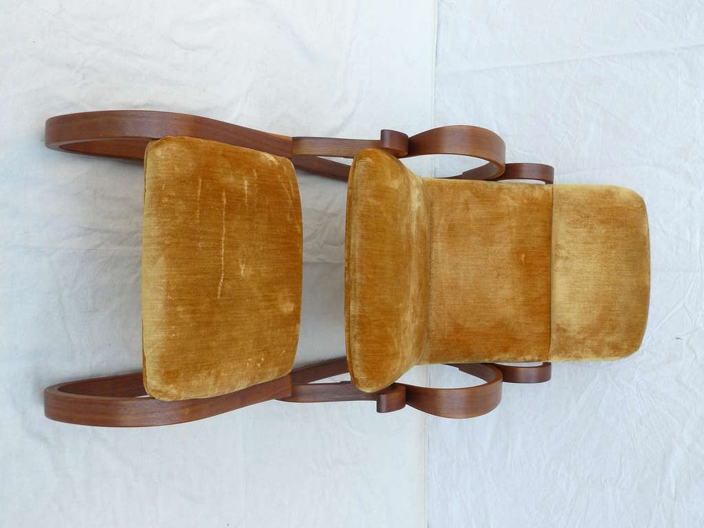 Early Rare Peter Danko Bentwood Rocking Chair and Ottoman at 1stDibs