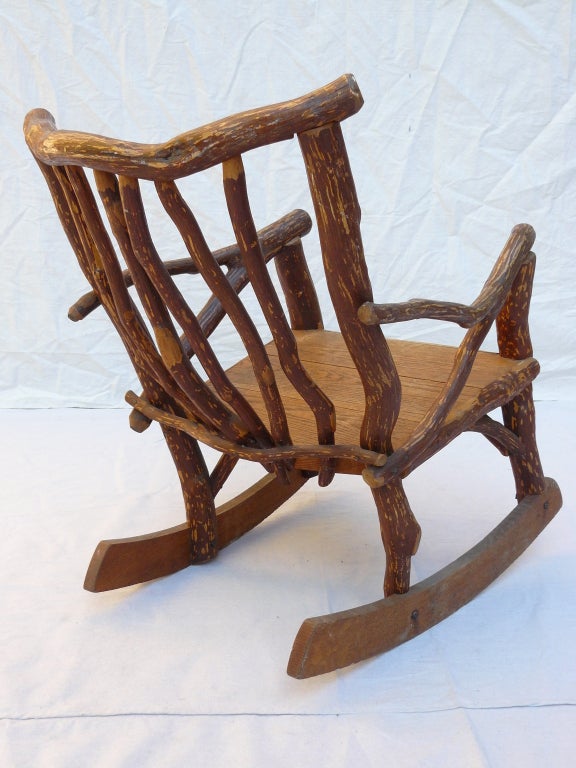 70s Artisan Primitive Hickory Rocker at 1stDibs