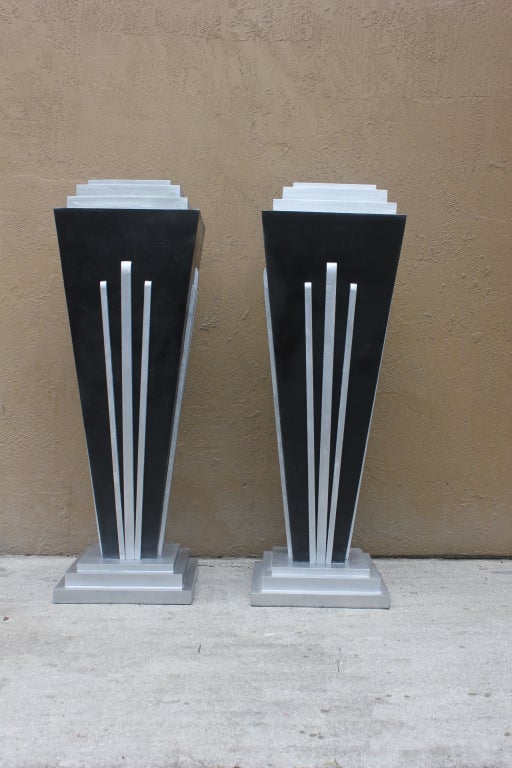 Pair French Art Deco Tri Steeped Pedestals at 1stDibs