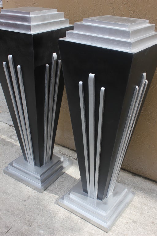 Pair French Art Deco Tri Steeped Pedestals at 1stDibs