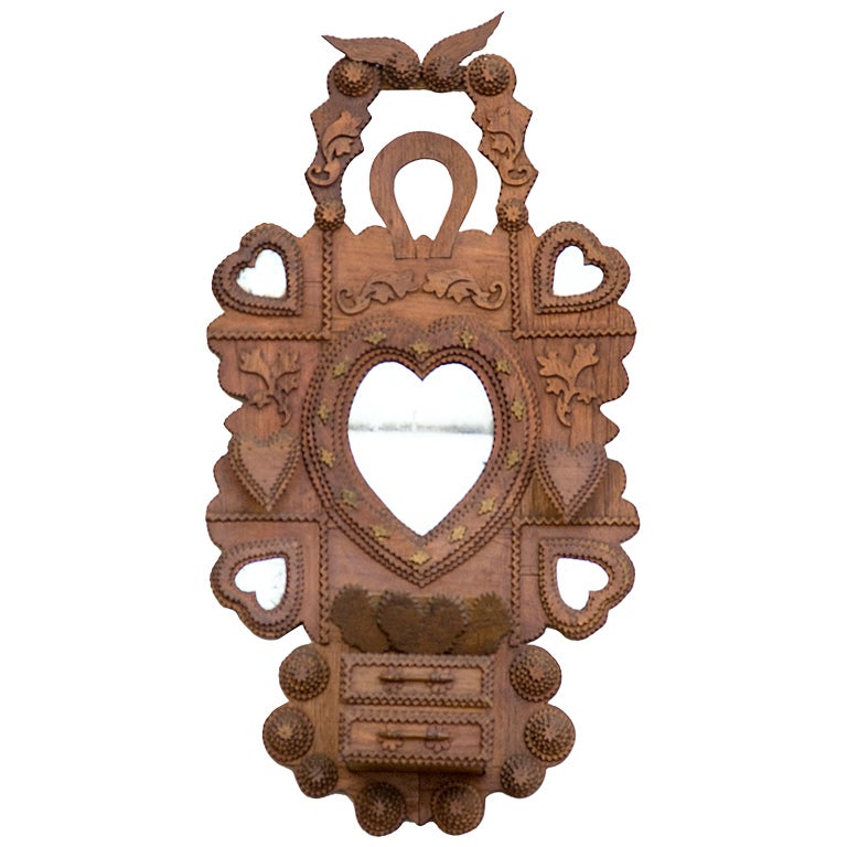 Tramp Art Heart Wall Pocket at 1stDibs