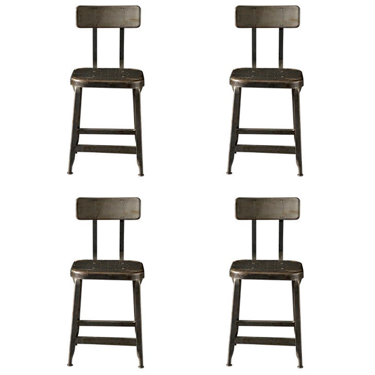 Industrial Metal Shop Chairs at 1stDibs