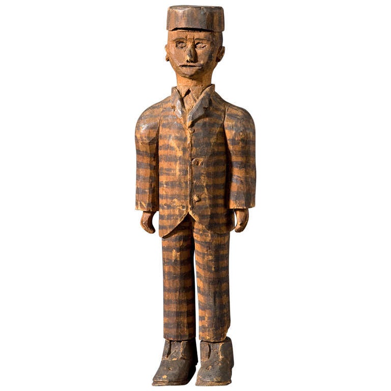 Hand Carved Prison Figure For Sale at 1stDibs