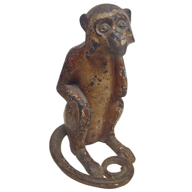 Cast Iron Monkey Doorstop For Sale at 1stDibs