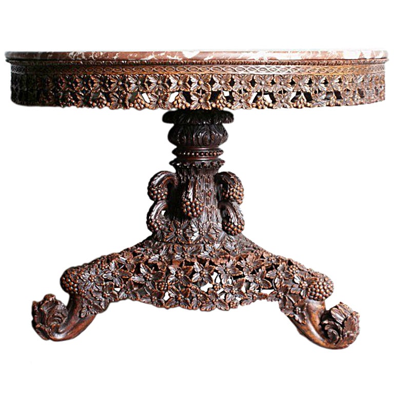 Antique Chinese Intricately Carved Wood Table at 1stDibs