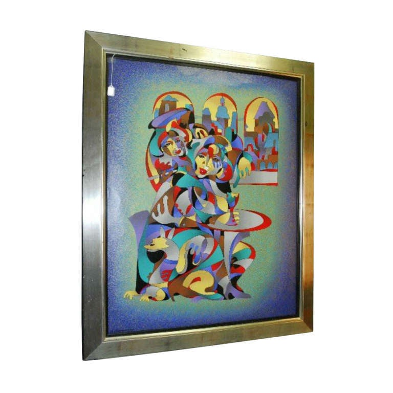 Anatole Krasnyansky b. 1930 "Cafe II" Serigraph - Signed and Numbered ...