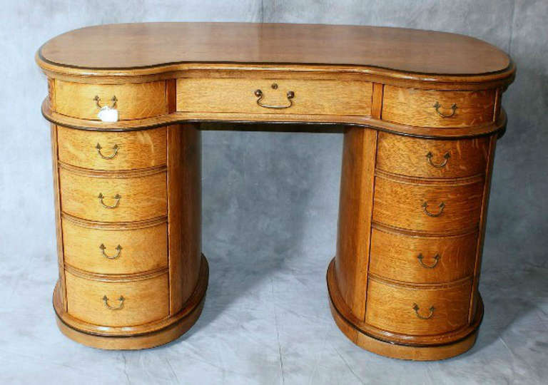 Antique Oak Kidney Shape Desk at 1stDibs