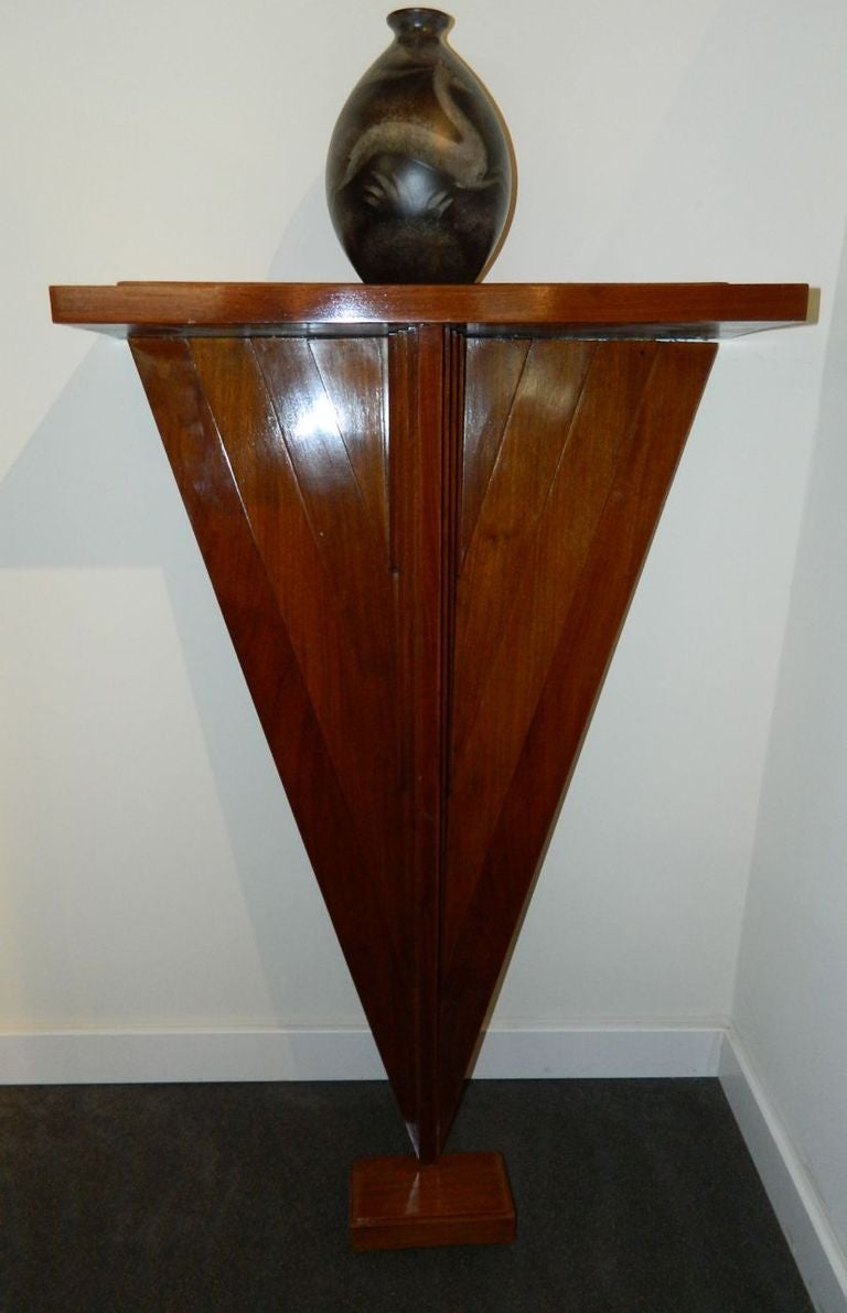 Original Stepped Wood Art Deco Console at 1stDibs