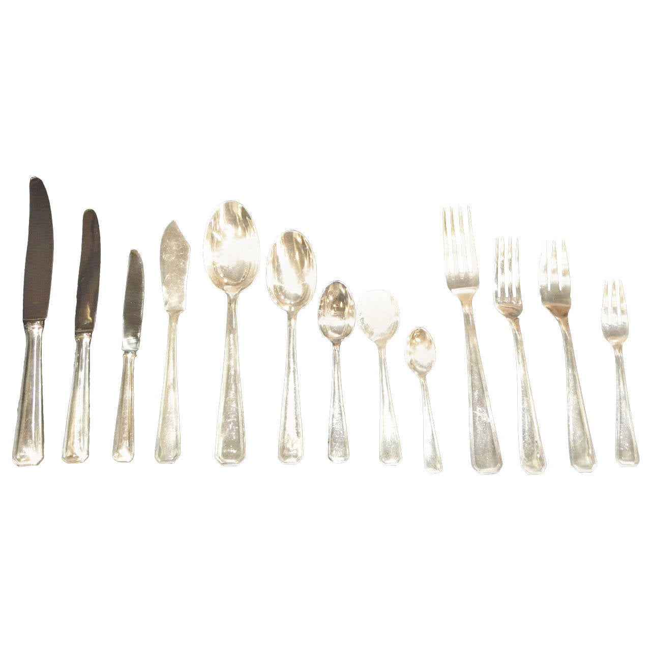 Classic Art Deco Complete Set of Silverware Cutlery in Fitted Box For ...