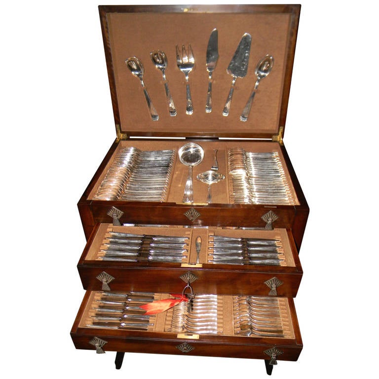 Complete Art Deco Flatware Set in an Original Box, 154 Pieces at 1stDibs