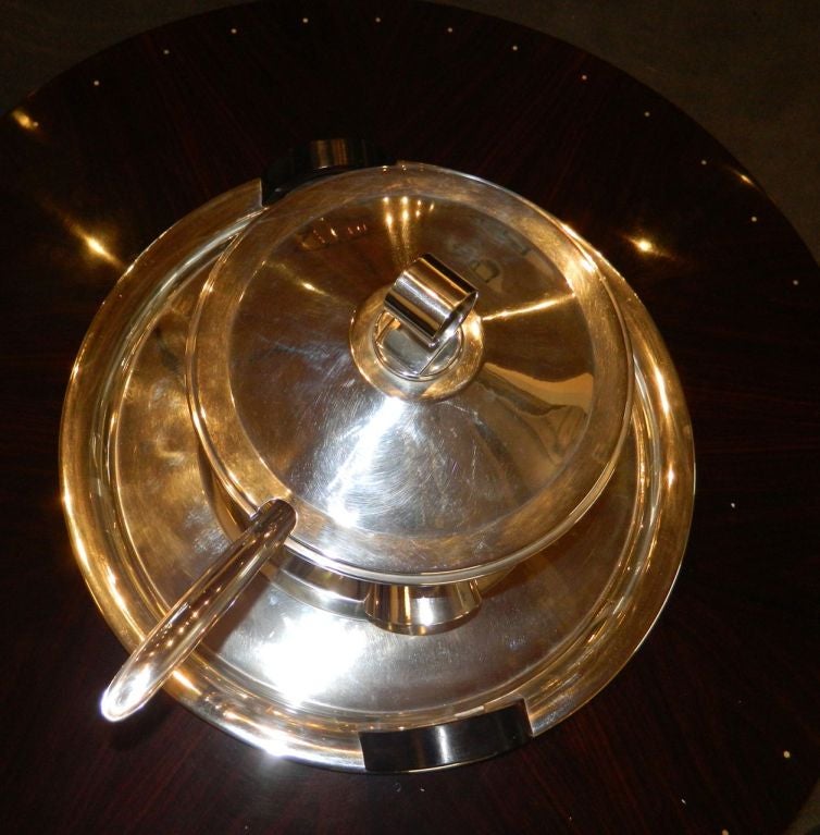 Stunning Rare Art Deco Etched Glass Modernist Punch Bowl and Tray at ...