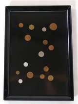 Group of Coin Inlaid Trays by Couroc - Great Wall Sculpture at 1stdibs