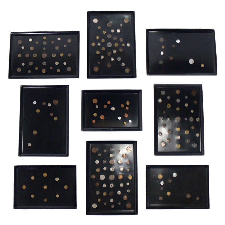 Group of Coin Inlaid Trays by Couroc - Great Wall Sculpture at 1stDibs