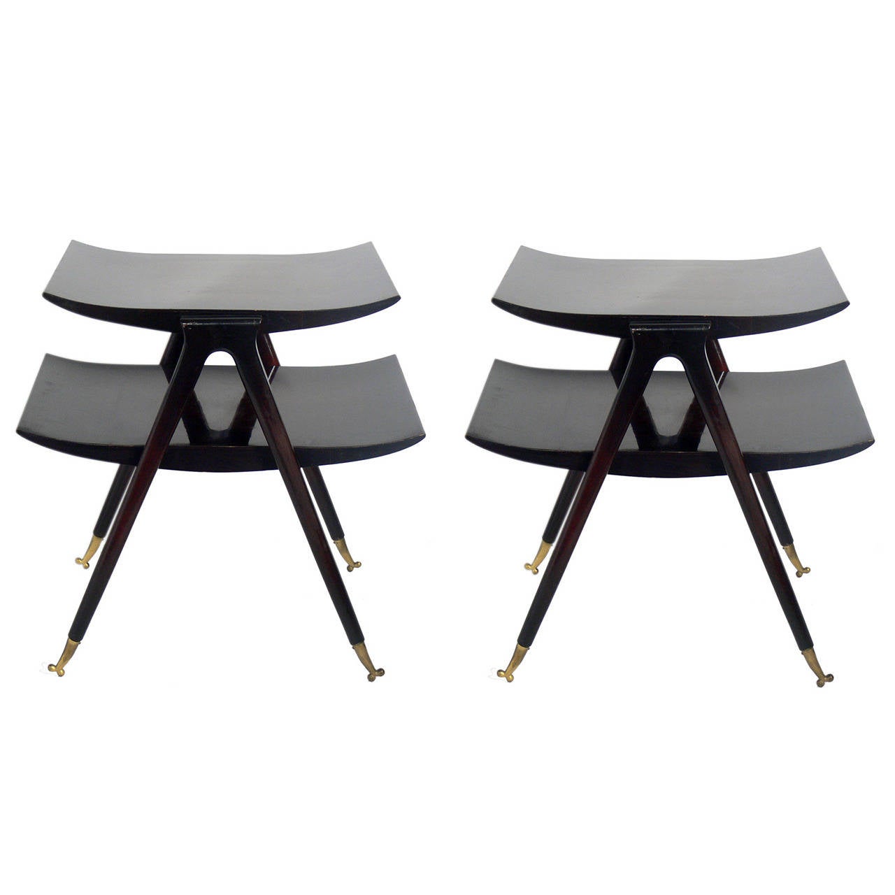 Pair of Curvaceous End Tables in the manner of Gio Ponti at 1stDibs