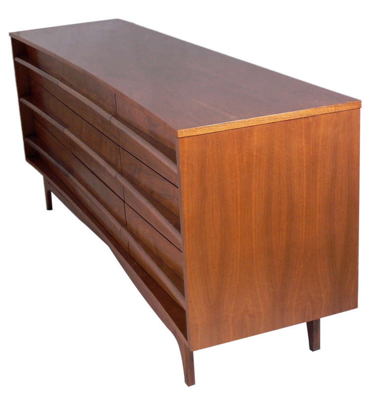 Large Curved Front Mid Century Modern Chest at 1stDibs