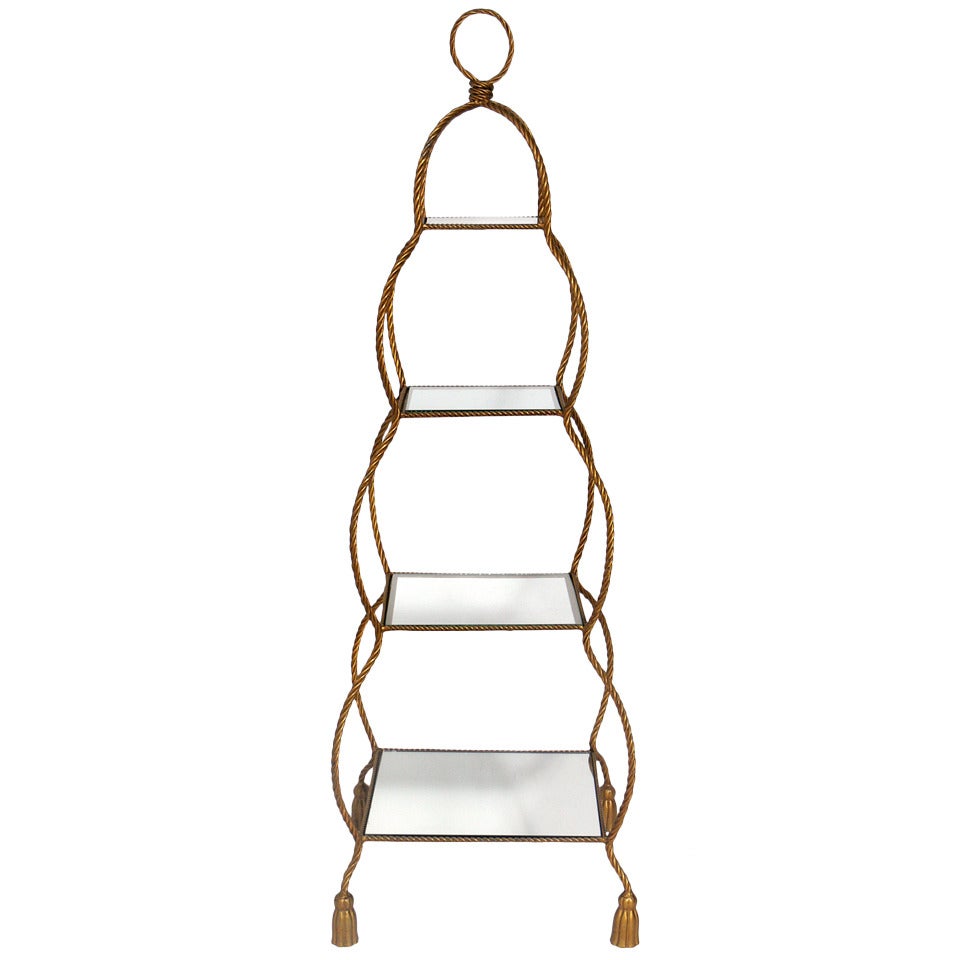Hollywood Regency Gilt Metal Rope Shelf or Vitrine at 1stDibs