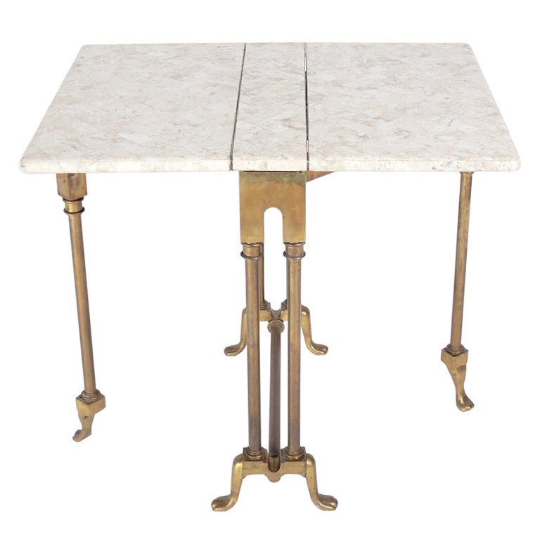 Italian Marble and Brass Folding Table at 1stDibs
