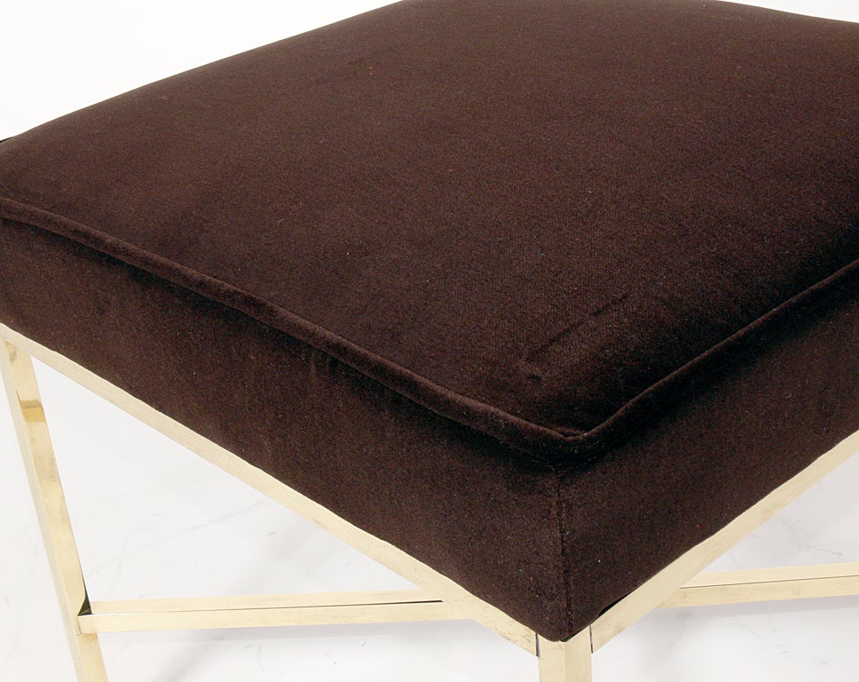 Brass "X" Base Stool in the Manner of Paul McCobb at 1stDibs