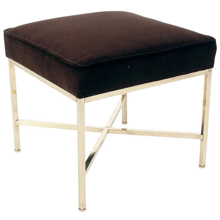 Brass "X" Base Stool in the Manner of Paul McCobb at 1stDibs