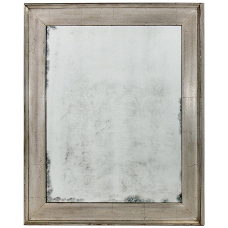 Clean Lined Silver Leaf Mirror at 1stDibs