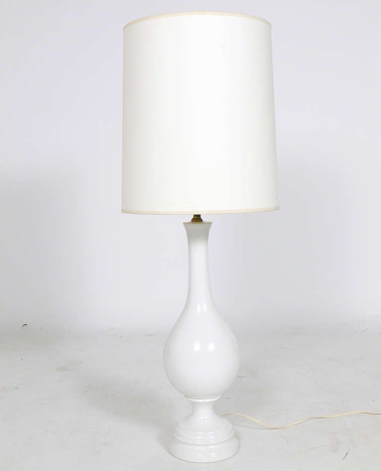 Pair of Tall White Ceramic Lamps at 1stDibs