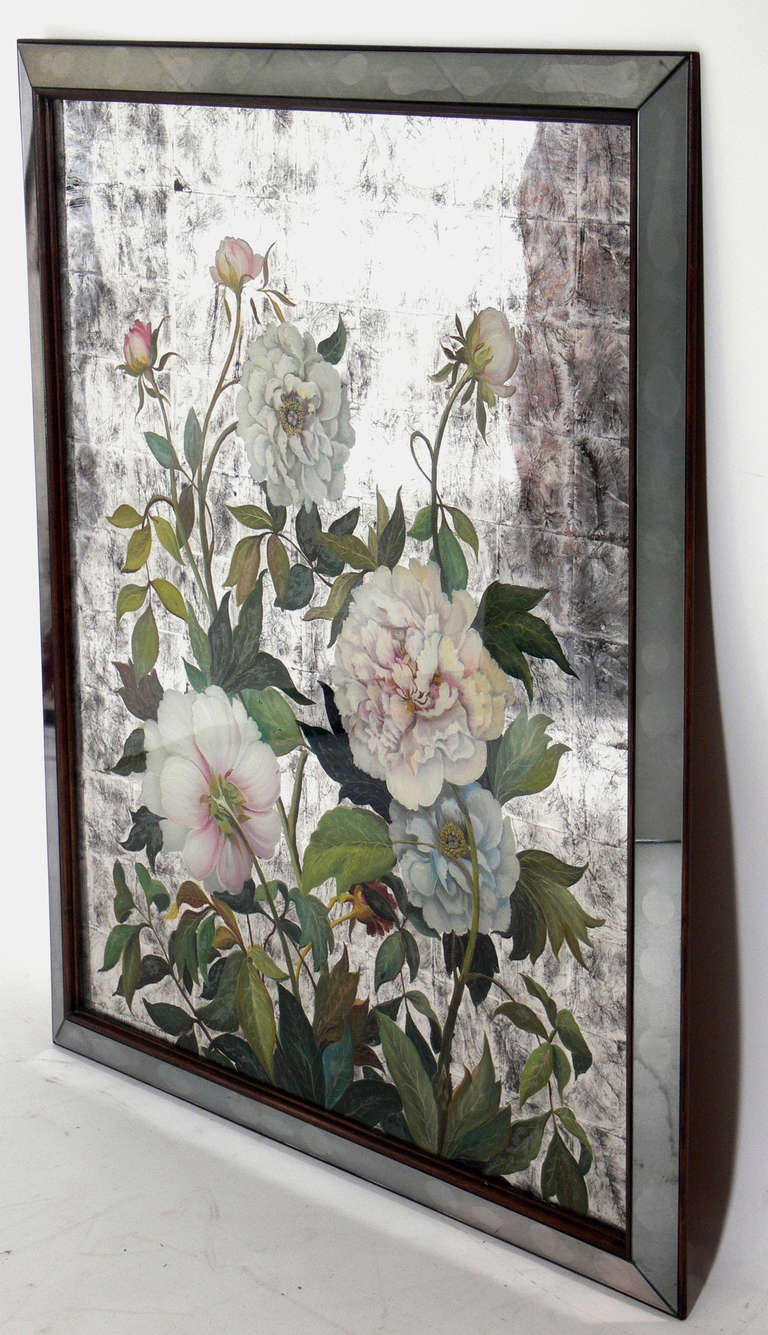 Elegant Floral Eglomise Mirror at 1stDibs