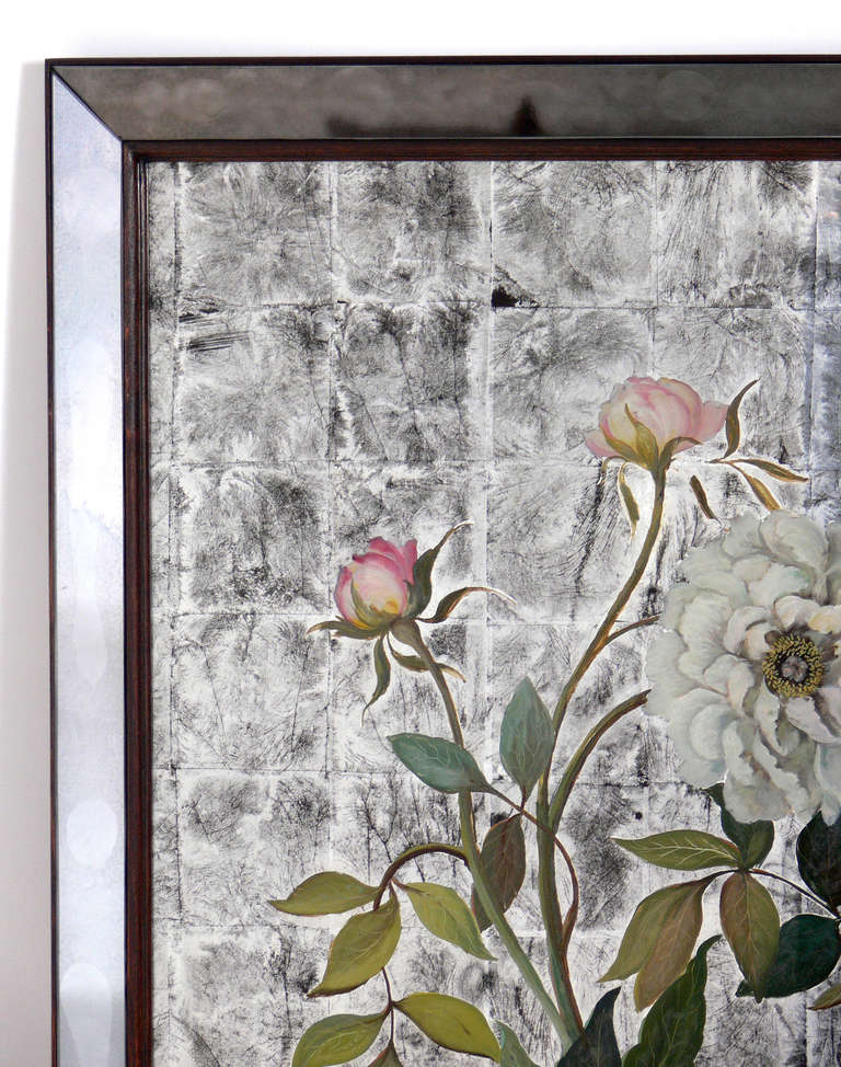 Elegant Floral Eglomise Mirror at 1stDibs