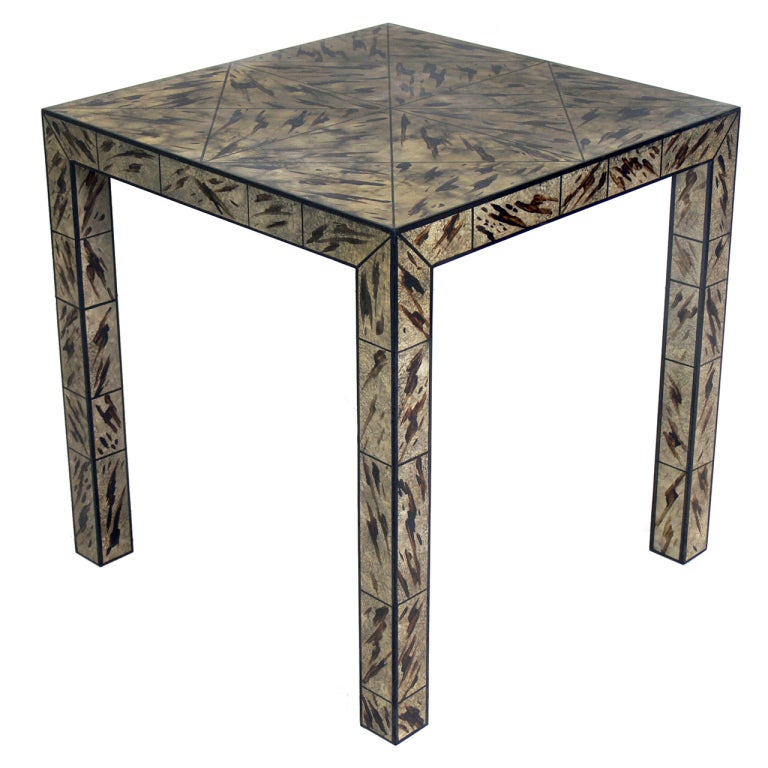 Faux Tortoise Shell Parsons Side Table at 1stDibs
