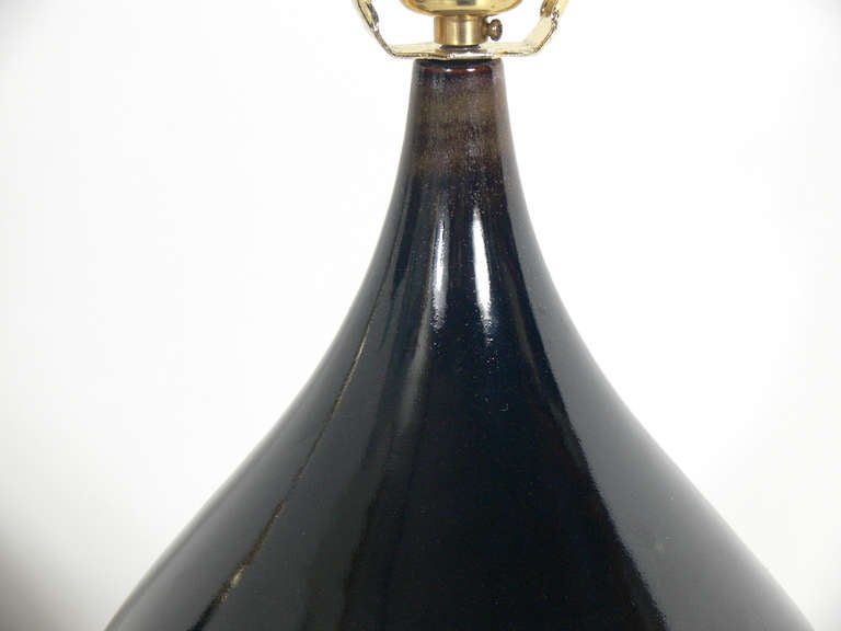 Pair of Sculptural Black Brown Ceramic Lamps by George Scatchard at 1stDibs