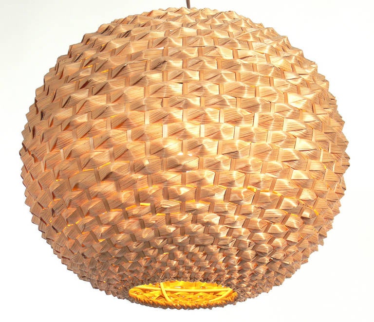 Pair of Japanese Woven Reed Pendant Lights at 1stDibs