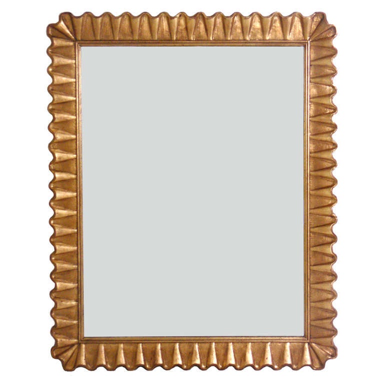 Gold Leaf Scalloped Mirror at 1stDibs