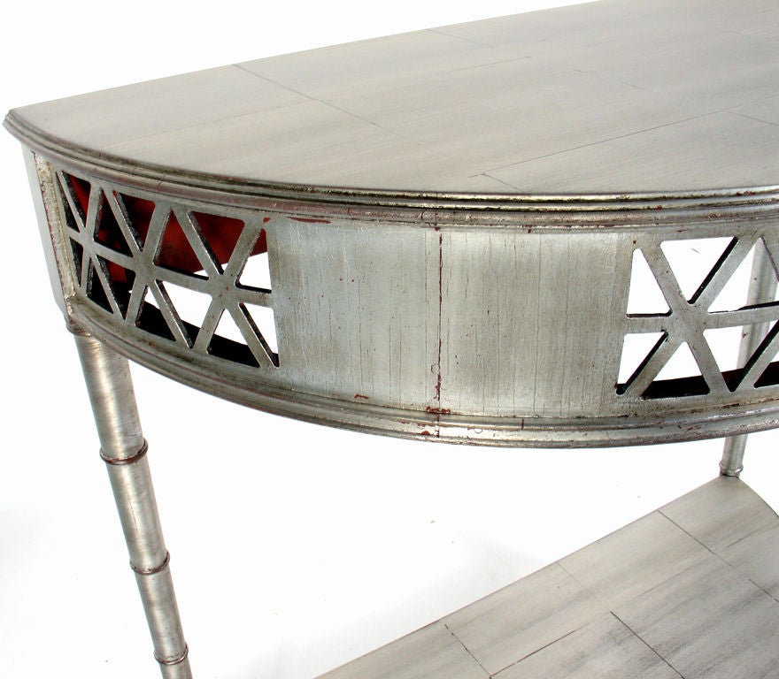 Silver Leaf Demilune Console Table at 1stDibs | silver leaf console table