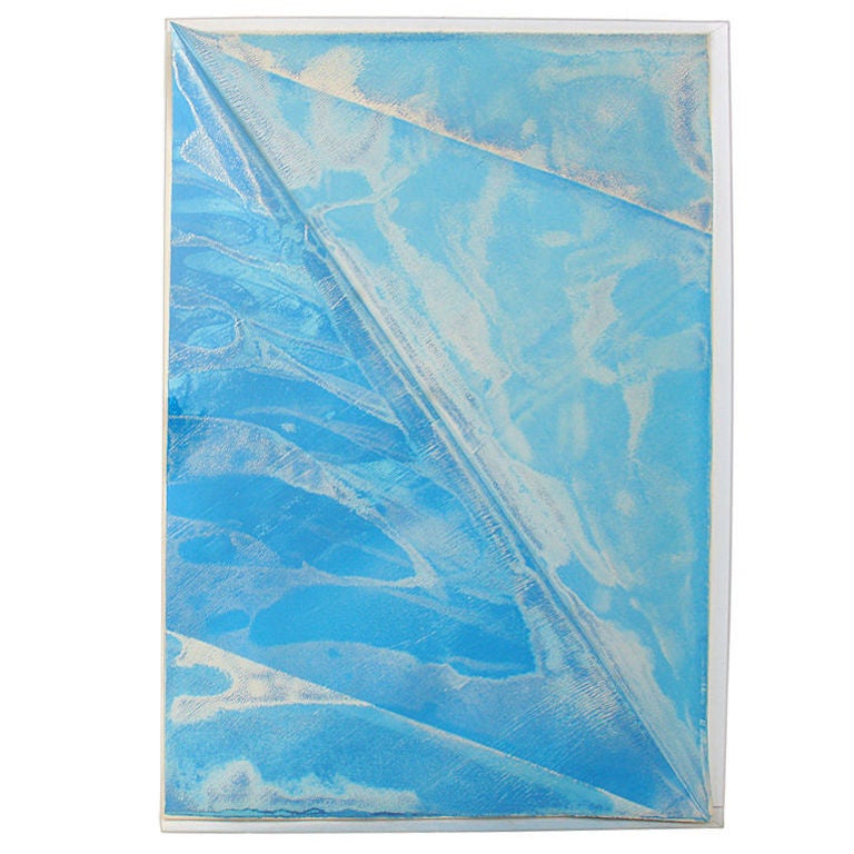 Vibrant Blue Monoprint by Jeffery Beardsall at 1stDibs