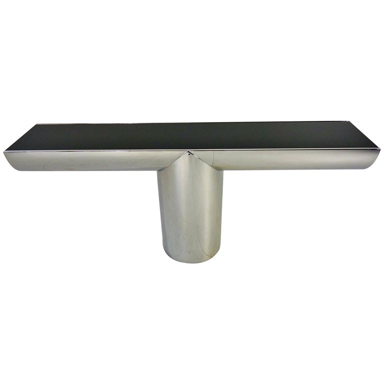 Polished Stainless Steel Console Table at 1stDibs