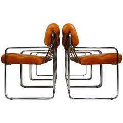 Set of Eight Leather Dining Tucroma Chairs by Pace at 1stDibs