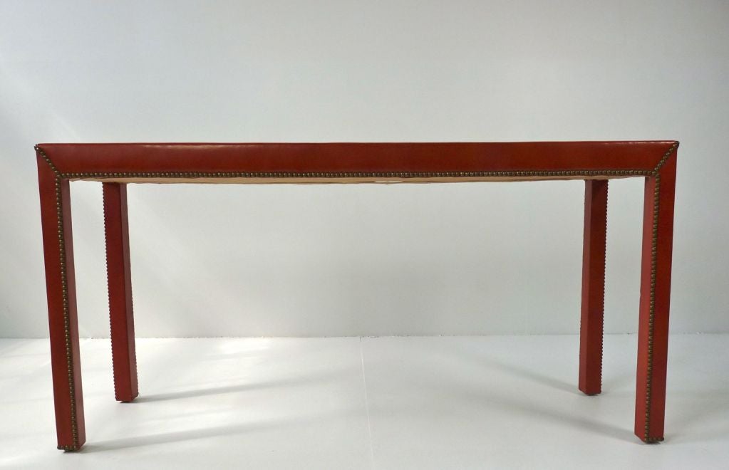 Red Leather Console Table at 1stDibs