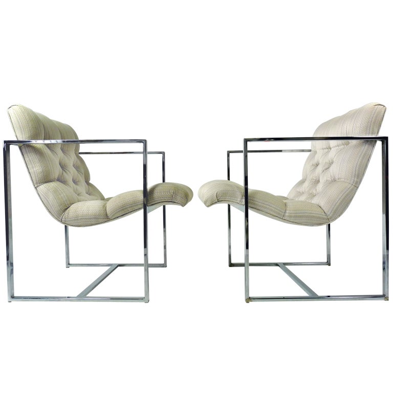 Pair of Milo Baughman Square Frame Chairs at 1stDibs