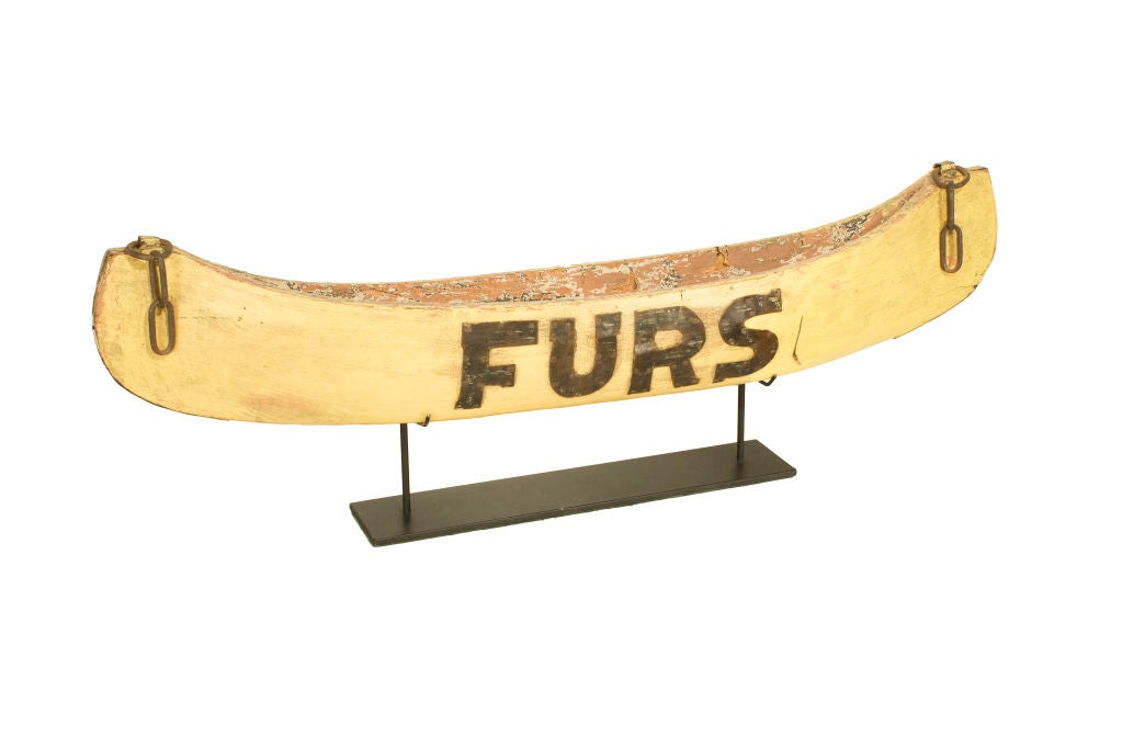 Furrier Trade Sign Canoe Found In Maine at 1stdibs