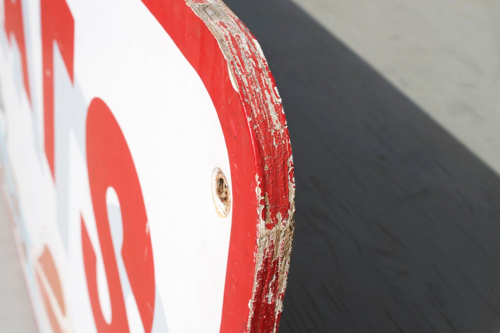 Large Hand Painted "49 MEATS" Butcher Sign at 1stDibs