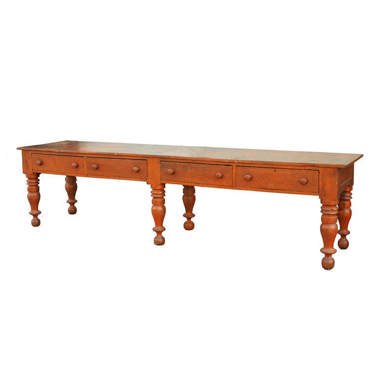 General Store 11' Table With Six Massive Turned Legs at 1stDibs