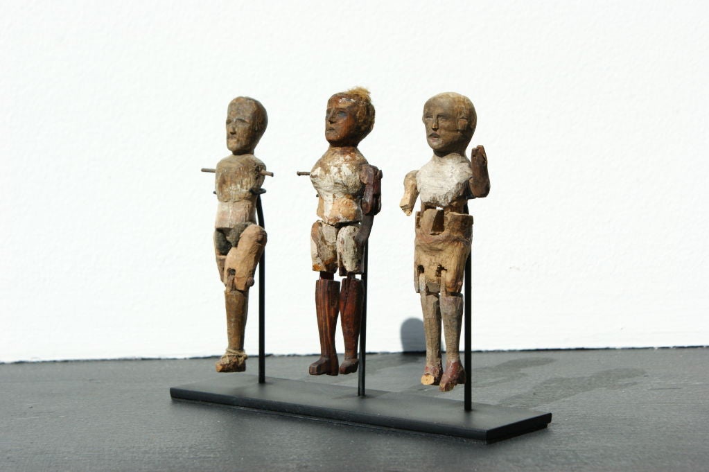 Trio of Primitive Mid-19th Century Articulated Figures at 1stDibs