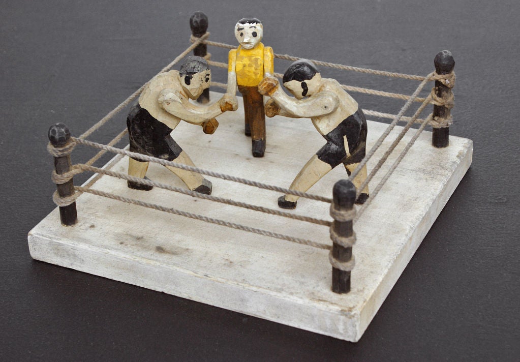 Folk Art Boxing Ring Carving at 1stDibs