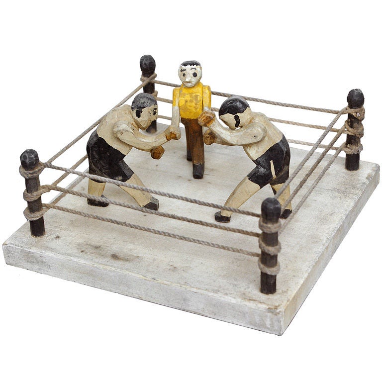 Folk Art Boxing Ring Carving at 1stDibs