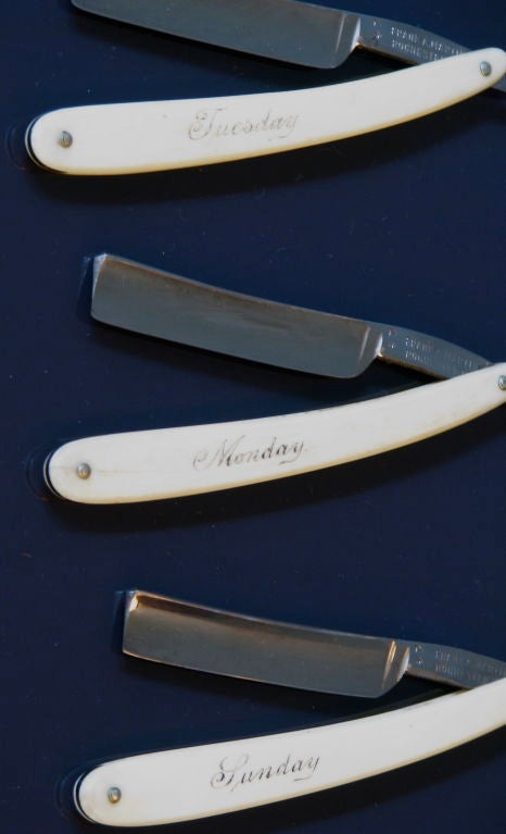 Set of 6 Day of the Week Ivory Straight Razors at 1stDibs