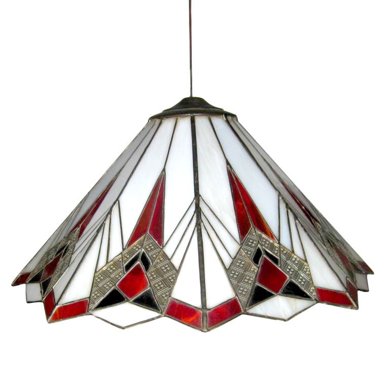 Deco Inspired Stained Glass Ceiling Fixture For Sale at 1stDibs ...
