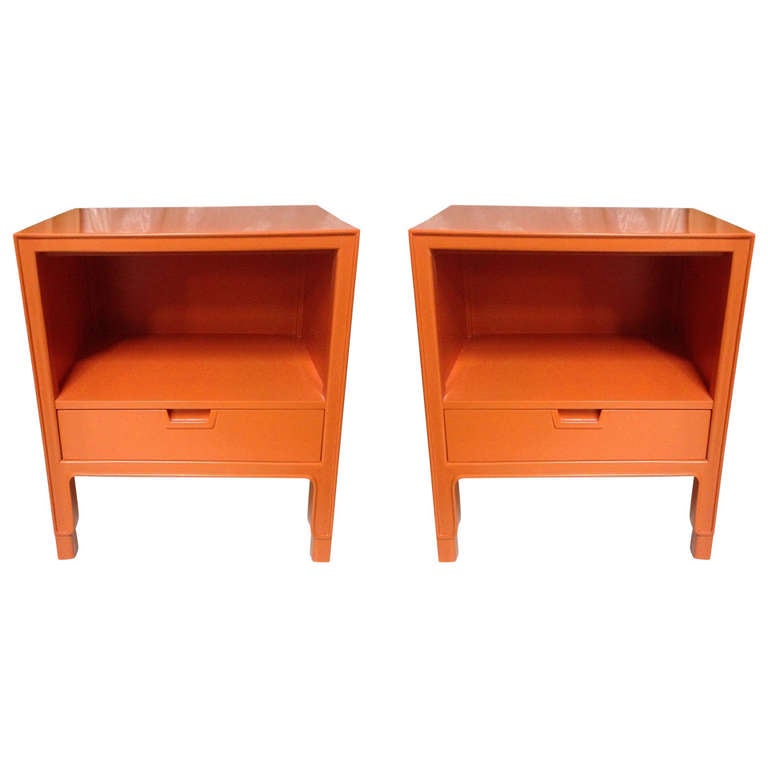 Pair of Orange Night Stands by John Stuart at 1stDibs