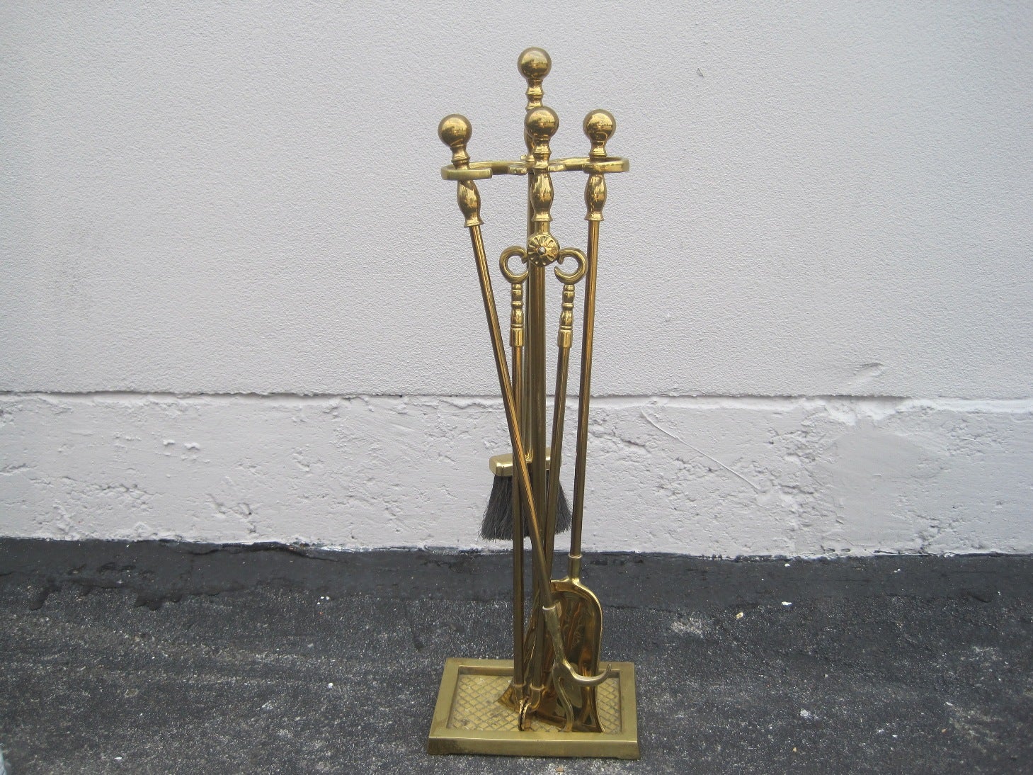 Solid Brass 5 Piece Fire Tool Set at 1stDibs
